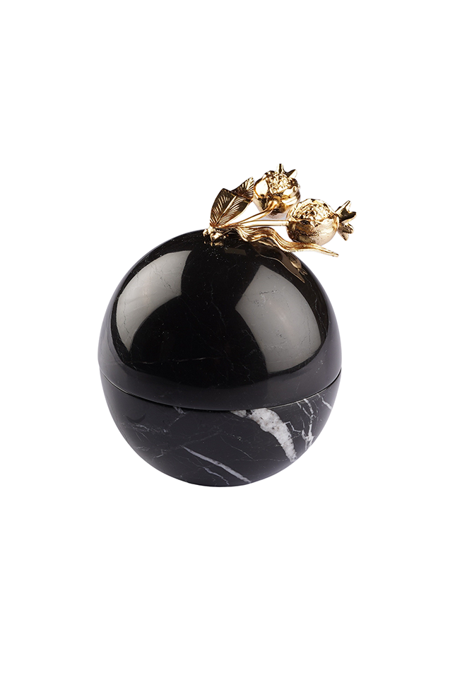 Black Marble Sphere Decor with Golden Ornament – Bayswater Designs